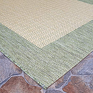 Couristan Recife Checkered Field Indoor/Outdoor Area Rug, 3'9" x 5'5", Natural-Green
