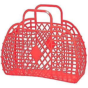 Makukke Jelly Bag for Women,Beach Tote Bag Womens' Fashion Plastic Jelly Purse,80's Retro Purse with Burlap Bags