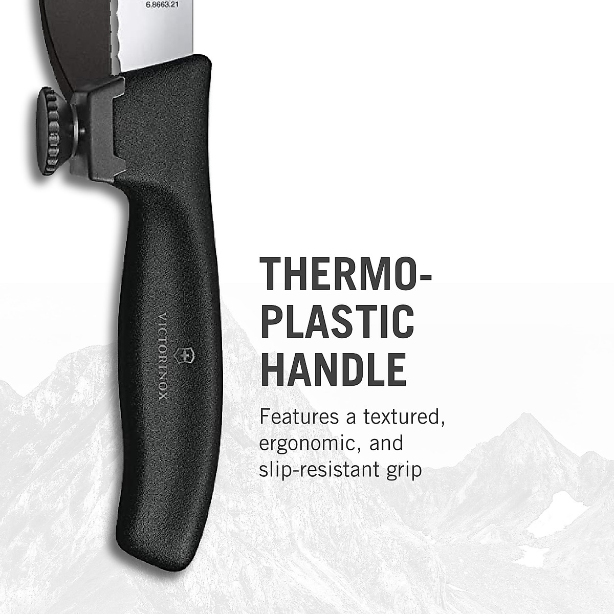 Victorinox Swiss Classic Dux Knife - Kitchen Knife with Adjustable Guide - Cooking Knife for Cutting Meat, Bread & More - Black Handle, 8.25"