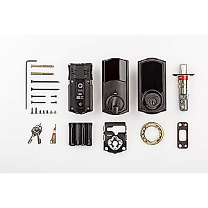 Kwikset 916 Traditional Touchscreen SmartCode Electronic Deadbolt Smart Lock featuring SmartKey Security and ZigBee 3.0 Technology in Venetian Bronze