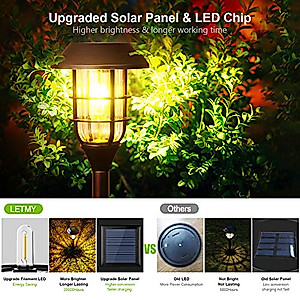 LETMY Solar Pathway Lights Outdoor, 2 Pack Bright Solar Lights Outdoor, IP65 Waterproof Auto On/Off Garden Lights Solar Powered Landscape Lighting for Yard Patio Walkway Driveway Pathway