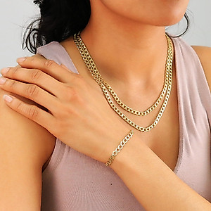 Nuragold 10k Yellow Gold 5.5mm Cuban Curb Link Chain Bracelet, Mens Womens Jewelry 7" 7.5" 8" 8.5" 9"