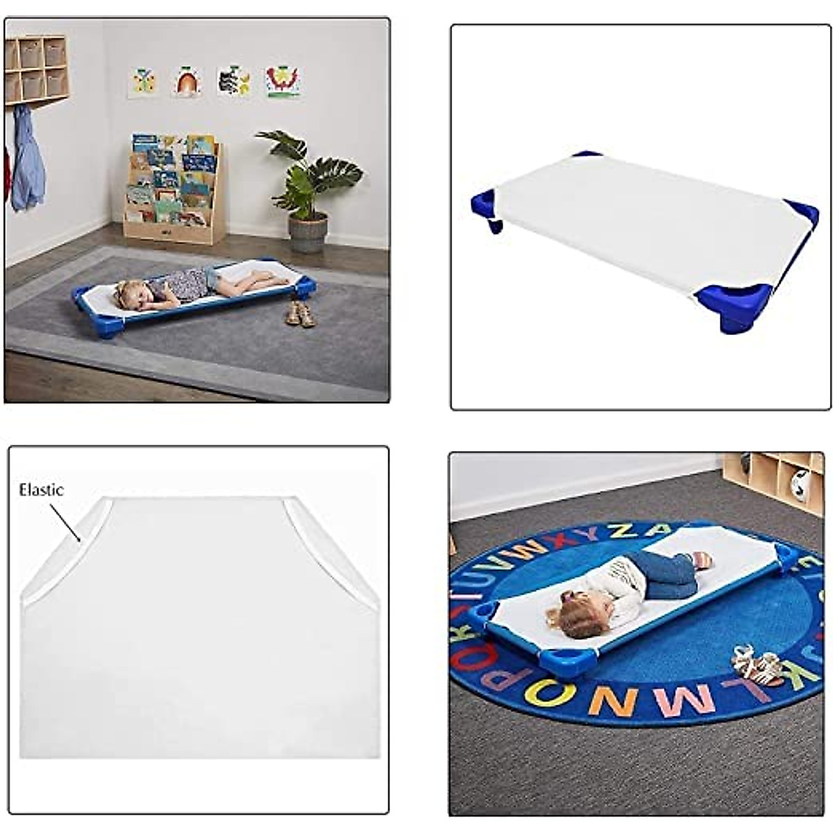 Preschool Cot Sheets Toddler Daycare/Pre-School Cot Sheet Corner Elastic Loops Cot Bed Fitted Sheet/Children's Naptime Cot Sheet- Light Grey Solid- 23" W X 47" L - Pack of 8