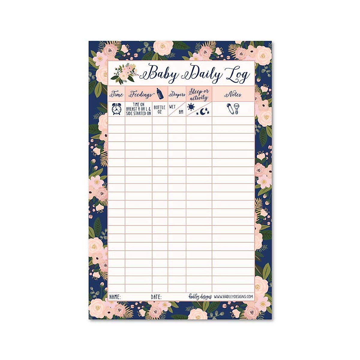 Newborn Baby Log Tracker Journal Book, Infant Daily Schedule, Feeding Food Sleep Naps Activity Diaper Change Monitor Notes For Babies, Mommy Nursing or Breastfeeding Record Tracking Chart 50 Sheet Pad