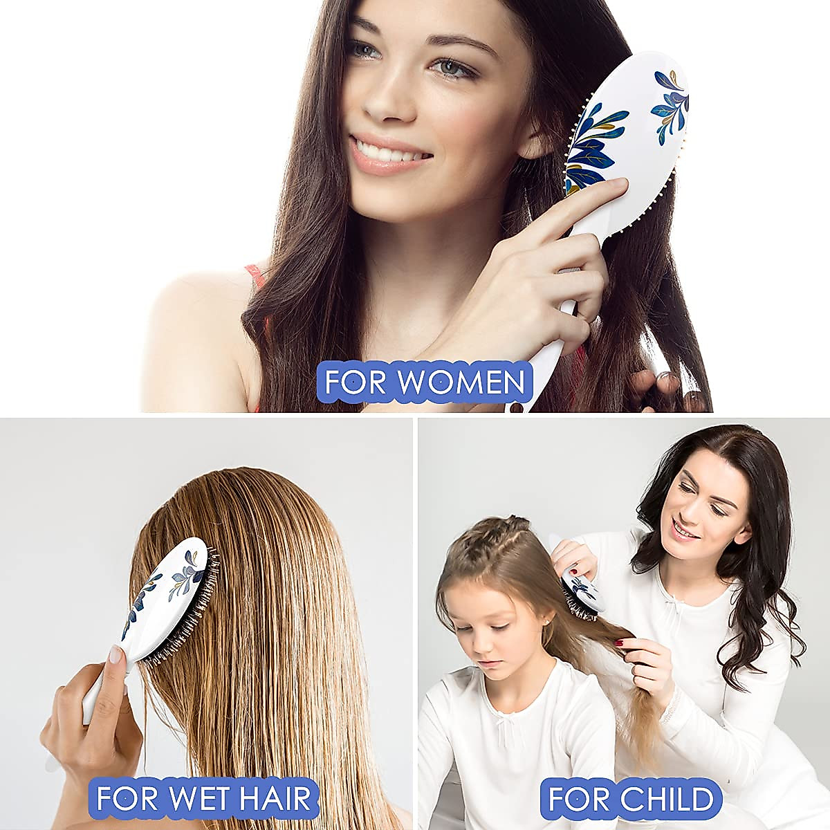 Hair Brush, Boar Bristle Hair Brushes for Women Kids Thick Curly Wet Dry Hair, Smoothing Detangling Hairbrush Adds Shine and Improves Hair Texture, Hair Comb and Giftbox Included