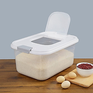 Zuiaso Large Rice Container Set, (Set of 3) Rice Storage Containers, Shelf Storage Ingredient Bin with Lid and Measuring Cup for Kitchen