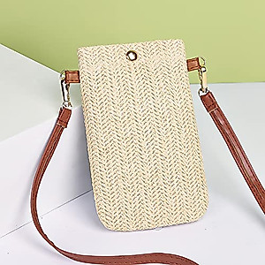 Aktudy Women Mini Straw Messenger Bags Hand Woven Summer Beach Shoulder Phone Wallet