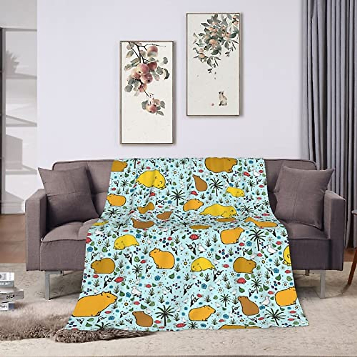 Capybaras Super Soft Warm Fleece Blanket, Comfortable Flannel Blanket, Four Season Blanket Suitable for Bedroom Bed and Sofa