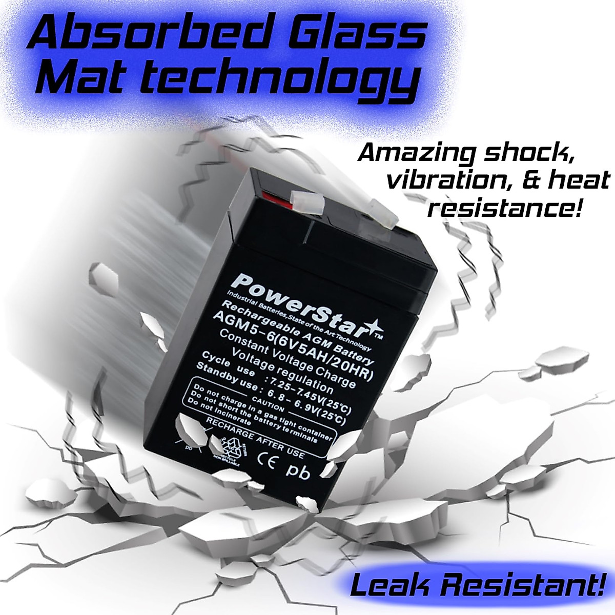 PowerStar« 2 Pack - 6V 5Ah PS-640, PS640F1, UB645 Replacement SLA Battery New