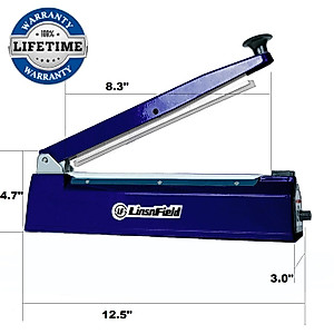 LinsnField Sealer Pro - 8 inch Impulse Heat Sealer - 2mm Sealing Width - Manual Heat Sealer Machine for All Bags - Most Heavy Duty for Strong, Secure Sealing for Long Term Food Storage, Deep Blue