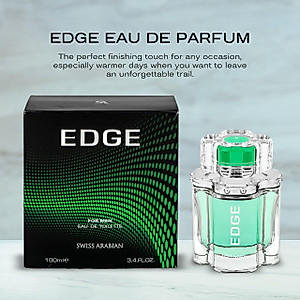 Swiss Arabian EDGE Men, Eau de Parfum 100mL | Clean, Citrusy and Shower Fresh | Lemon, Lavender, Mint, Cinnamon, Cardamom, Cedarwood, Patchouli, Sandalwood | by Oud Perfume Artisan Cologne Spray