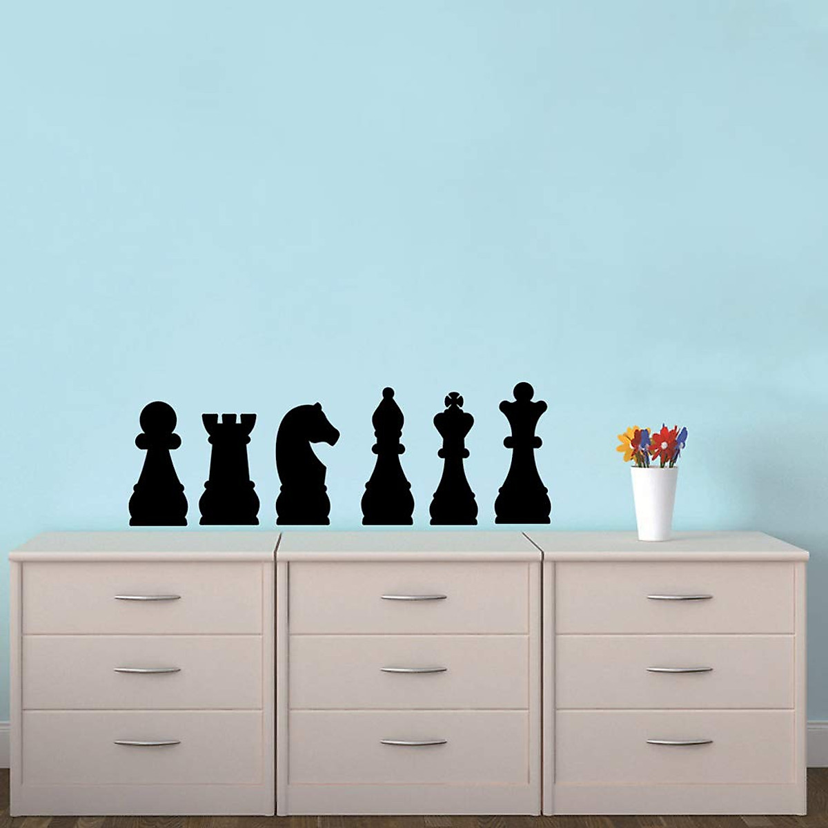 Home Find Chess Wall Decal Chess Player Chessmen Set Wall Vinyl Playroom Decor Chess Board Wall Stickers Chess Club Decor Chess Game Decal Peel and Stick for Homes 22.8 inches x 7.9 inches