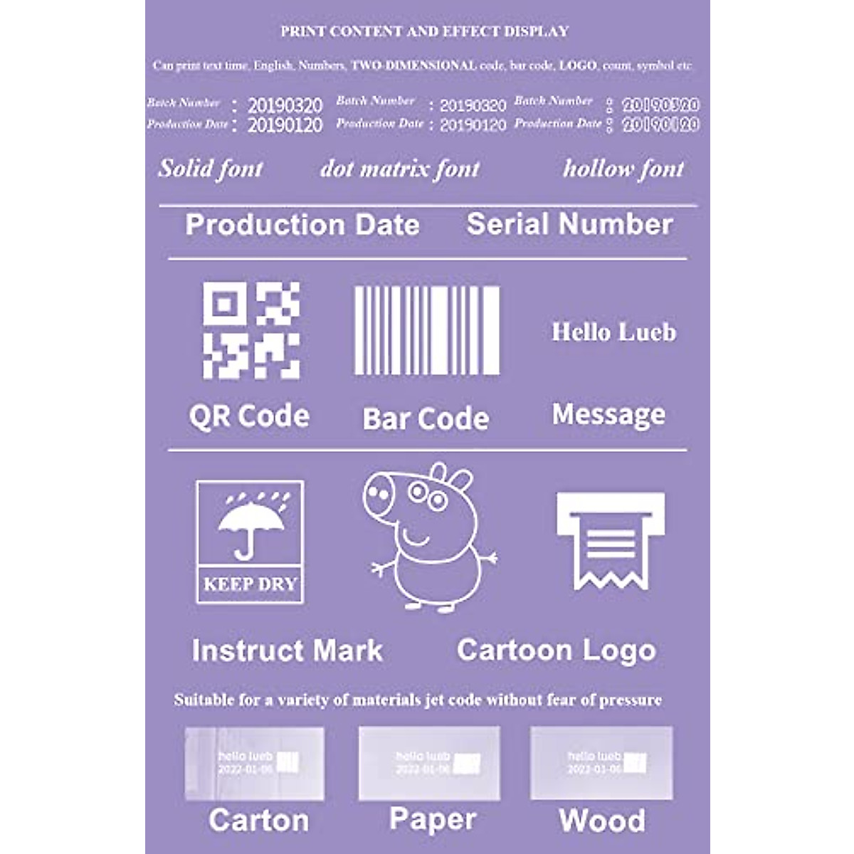 PEKOKO 50.8mm Handheld Inkjet Printer QR Code Printer with Color Touch Screen Coding & Marking Machine for Plastic Bag,Carton Box,Pipe,Tube,Eggs,Foam,Metal, Porcelain, Wood, Building Materials