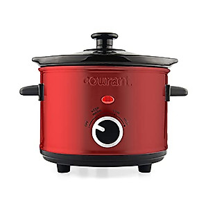 Courant Mini Slow Cooker Crock, with Easy Options 1.6 Quart Dishwasher Safe Pot, Red
