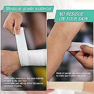 (3 Pack) White Athletic Sports Tape, Very Strong Easy Tear No Sticky Residue Tape for Athlete & Sport Trainers & First Aid Injury Wrap,Suitable for Bats,Tennis,Gymnastics & Boxing（1.5in X 35ft）
