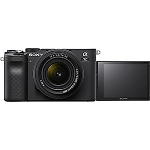 Sony Alpha a7C Mirrorless Digital Camera with 28-60mm Lens (Black) + LED Light, 2 x 64GB Memory Cards + NP-FZ-100 Battery + USB Card Reader + Microphone + Accessory Bundle (Renewed)