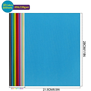 60 Sheets Textured Colored Cardstock - 8.5 x 11.0 inch / 30 Colors 85Ib 230gsm 21.6 x 27.9 cm Heavyweight Card Paper for DIY Card Art Paper Crafting Scrapbook Festive Decor UAP14