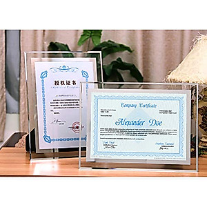 Cq acrylic 8.5x11 Glass Picture Frame,Silver Mirrored for Photo Display Stand on Tabletop,Pack of 2