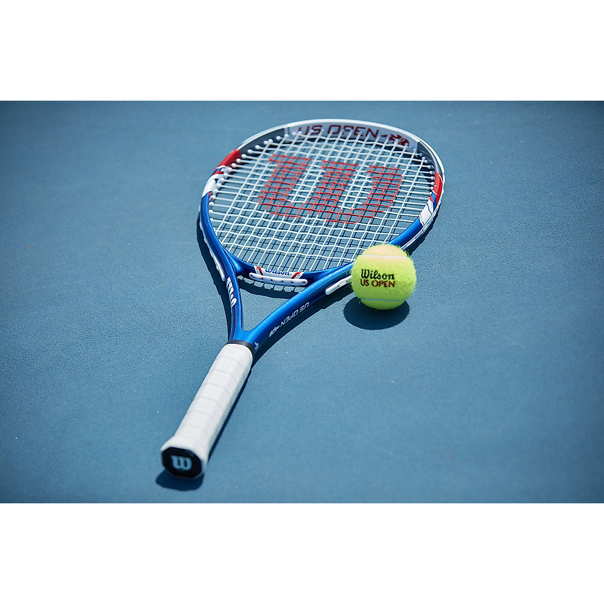 Wilson US Open Adult Recreational Tennis Racket - Grip Size 3 - 4 3/8", Red/White/Blue