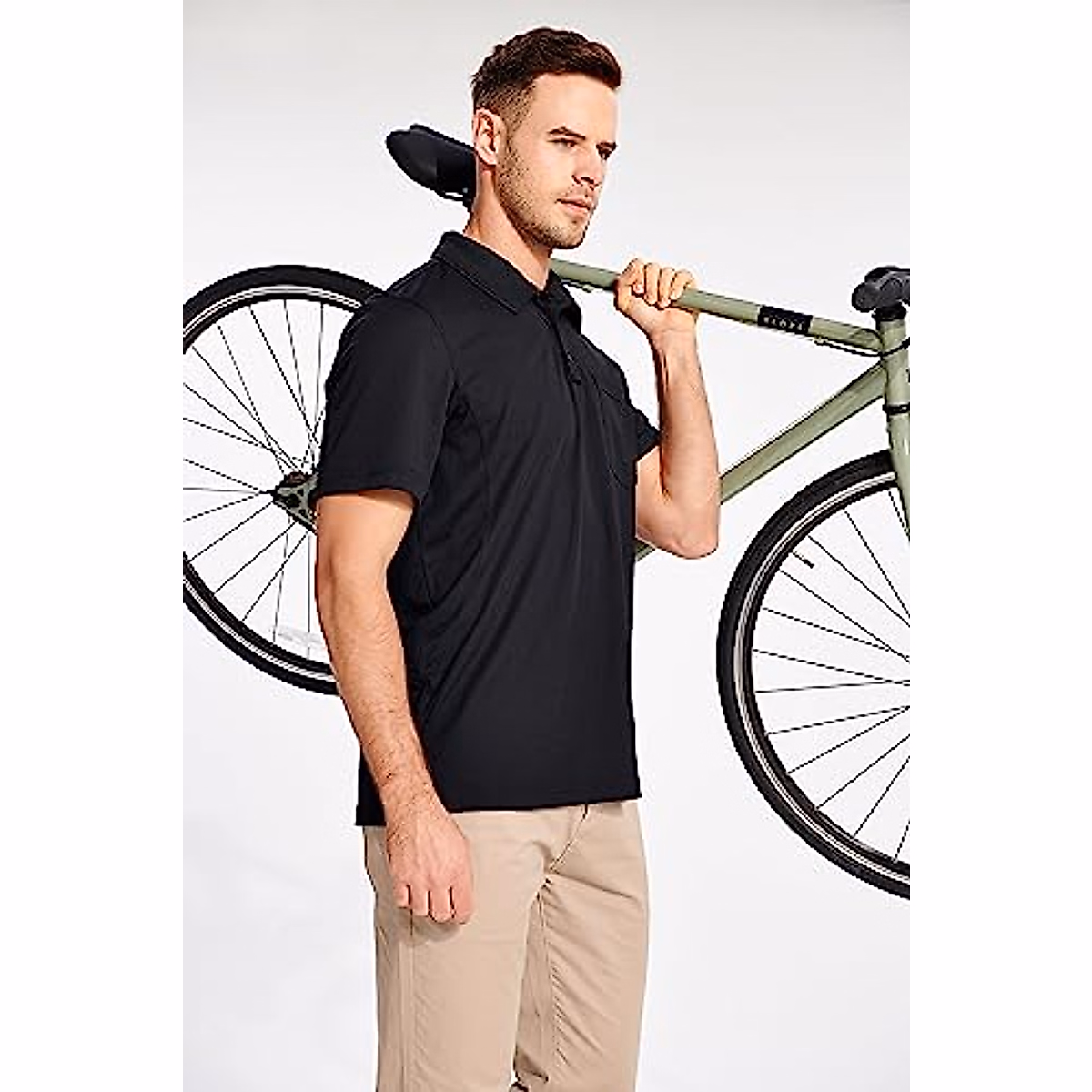 Hebepol Men's Polo Shirt, Short and Long Sleeve Tactical Shirts, Lightweight Work Golf Shirts, Outdoor UPF 50+ Pique Shirt