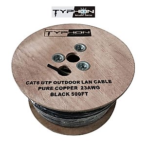 Typhon Cat6 Direct Burial Outdoor Network Cable Solid Pure Copper UTP 23AWG UV Resistant