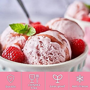 XSKPNTLTD2 Ice Cream Pints Container and Lids Replacement Compatible with Ninjia, 24 oz Cream Pints with Scoop Compatible with Creami Deluxe NC500 Series ice Cream Makers（2 PACKS）…