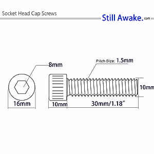 10 Pcs M10-1.5 x 30mm Hex Socket Head Cap Screws, 12.9 Grade Alloy Steel, Allen Socket Drive, Black Oxide Finish, Machine Thread，Full Thread （10 Pcs M10-1.5 x 30mm）