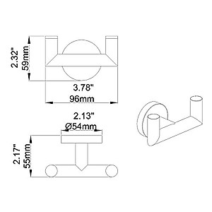 BUVELOT Robe Hook, Double Towel Hook, Wall Mounted Brass Hooks for Bathroom Kitchen Garage,Chrome,077020-CR,Leo Series