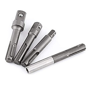 SDS Plus Bits Adapter 1/4" Hex Socket Adaptor to 1/4" 3/8" 1/2" Impact Socket Adapter Set for Screws/Nuts/Any Drill and Handheld Driver 4 PCS