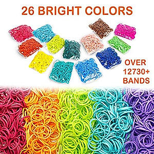 12730+ Loom Rubber Bands Refill Kit in 26 Color with 500 Clips,6 Hooks, Premium Bracelet Making Kit for Kids Weaving DIY Crafting Gift