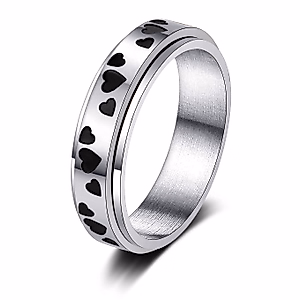 KOHOTA Stainless Steel Fidget Rings for Women Men Anxiety Rings Moon Star Flower Spinner Rings for Anxiety Stress Relieving Band Rings Set Size 6-10