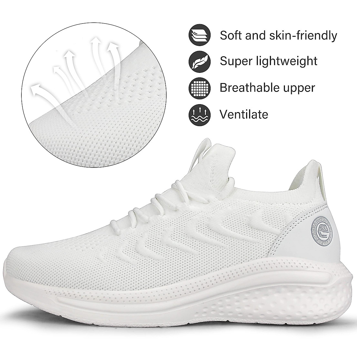 Pujcs Womens Slip On Walking Shoes Breathable Trail Running Shoes Lightweight Casual Sneakers Mesh Gym Shoes Non Slip Workout Shoes White Size 10.5