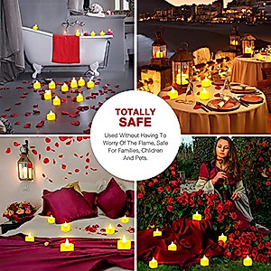 hatisan 2000 Pcs Artificial Rose Petal with 24 Pcs Romantic LED Candle Flameless Rose Petals for Romantic Night for Him Set, Romantic Candles Valentine's Day Anniversary Wedding Honeymoon (Heart)