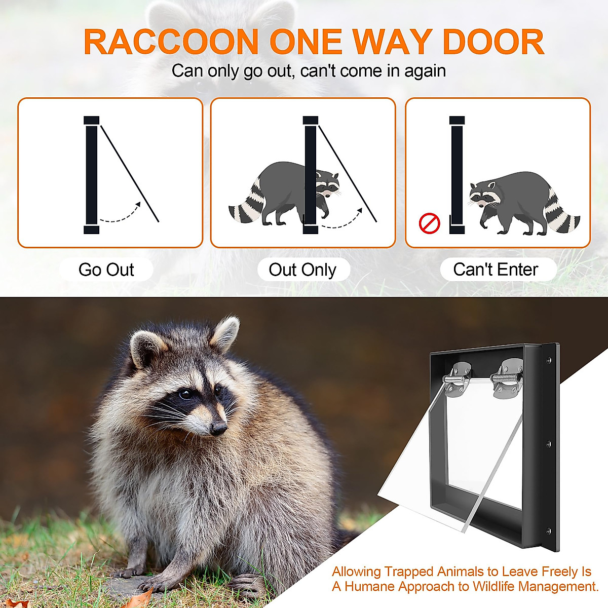 Artowell Raccoon One Way Eviction Door - The Raccoon Trap Contactless Excluder, Raccoon Repellent Perfect for Outdoor Spaces Like Attics, Chimneys & Under Decks. Fast Results, Easy DIY Installation