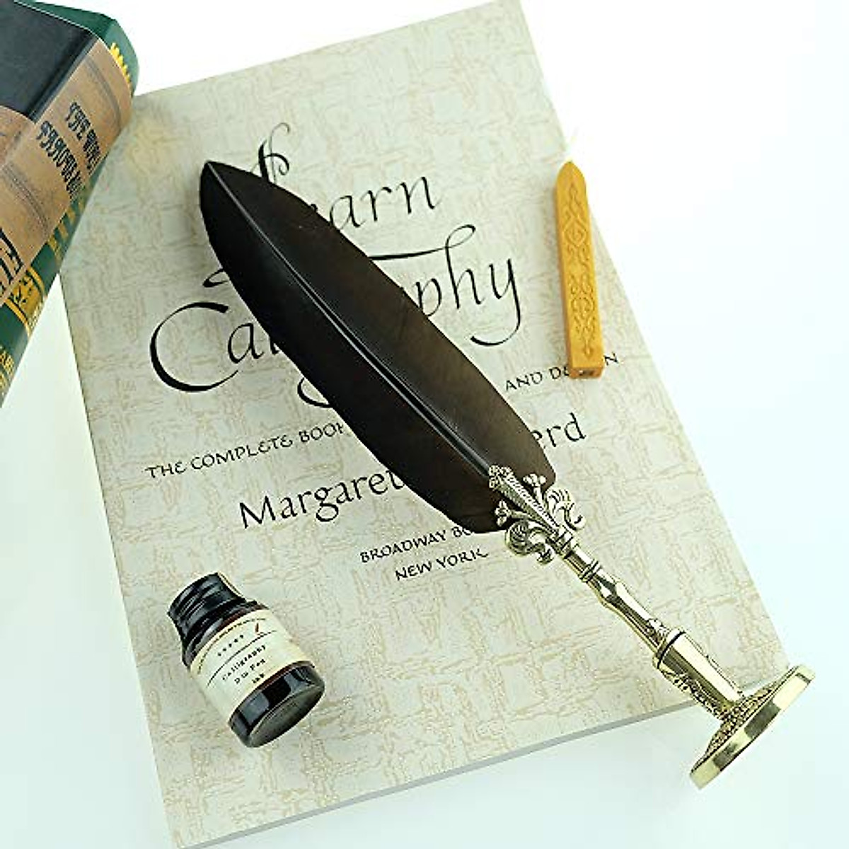GC Quill Antique Feather Writing Quill Pen Gold Pen Stem Calligraphy Pen Set 100% Quality Guarantee