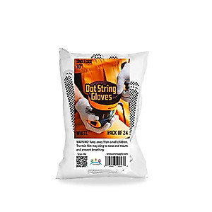 ABC String Knit Gloves with Grip Dots 10'', Pack of 24 White Work Cotton Gloves with Polyester Materials, Reusable PVC Dotted Working Gloves, Safety Work Gloves for Industrial Work