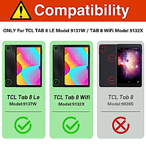 GOZOPO Kids Case for TCL Tab 8 LE 2023 Tablet, Lightweight Shockproof Handle Stand Cover for TCL Tab 8 LE (9137W) / TCL Tab 8 WiFi (9132X) (Glacier)