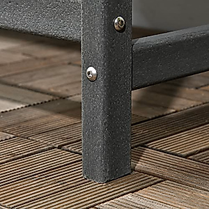 Outsunny Outdoor Bench for Two Person, Waterproof HDPE Garden Bench with Slatted Backrest and Seat, Patio Loveseat with Armrests for Lawn, Yard, Balcony, Porch, Dark Gray