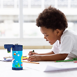 THERMOS FUNTAINER Water Bottle with Straw - 12 Ounce, Baby Shark - Kids Stainless Steel Vacuum Insulated Water Bottle with Lid