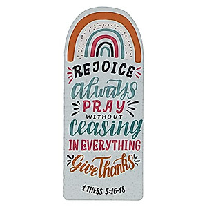 Christian Art Gifts Premium Cardstock Bookmark for Kids, Boys, & Girls: Rejoice Always - 1 Thessalonians 5:16-18 Inspirational Bible Verse for Reading, Books, Church, School, Multicolor Rainbow
