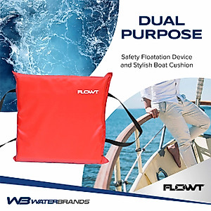 Flowt Boat Seat Cushion and Throw Cushion for Boat Safety – USCG Approved Type IV, Life Cushion for Boat, Durable, Comfortable Boat Seat Cushions for Kayaks, Paddle Board, Canoe and Boating - Red