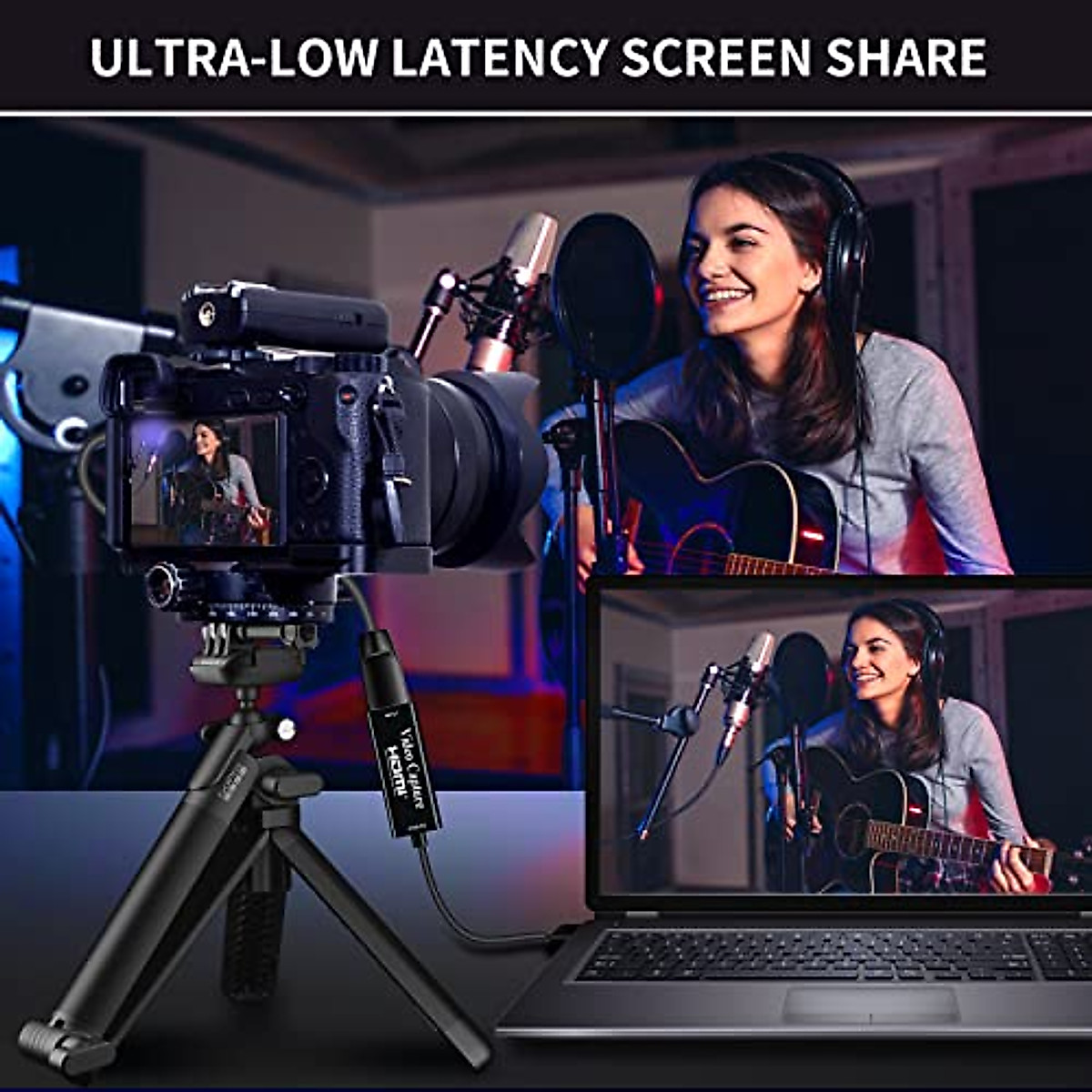 Video Capture Cards, 4K HDMI to USB Video Capture Device, 1080P HD Broadcast Live and Record Video Audio Grabber for Gaming, Streaming, Teaching, Video Conference (Black)