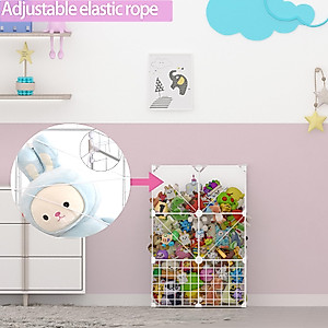 Aougiley Stuffed Animal Storage Box, Square Metal Organizer Holder with Adjustable Cord for Kids, L23.6 * W23.6 * H23.6 inches