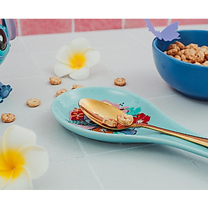 Silver Buffalo Lilo and Stitch Sweet Face Flower Patch Ceramic Spoon Rest