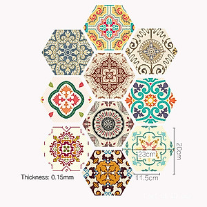 Alwayspon 10 Pcs Hexagon Non-Slip Floor Sticker for Home Decor, Peel and Stick Self-Adhesive Wall Sticker for Living Room Kitchen Bathroom, 7.9x9.1inch