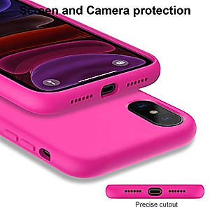 DEENAKIN iPhone Xs Max Case with Screen Protector,Soft Flexible Silicone Gel Rubber Bumper Cover,Slim Fit Shockproof Protective Phone Case for iPhone Xs Max Hot Pink
