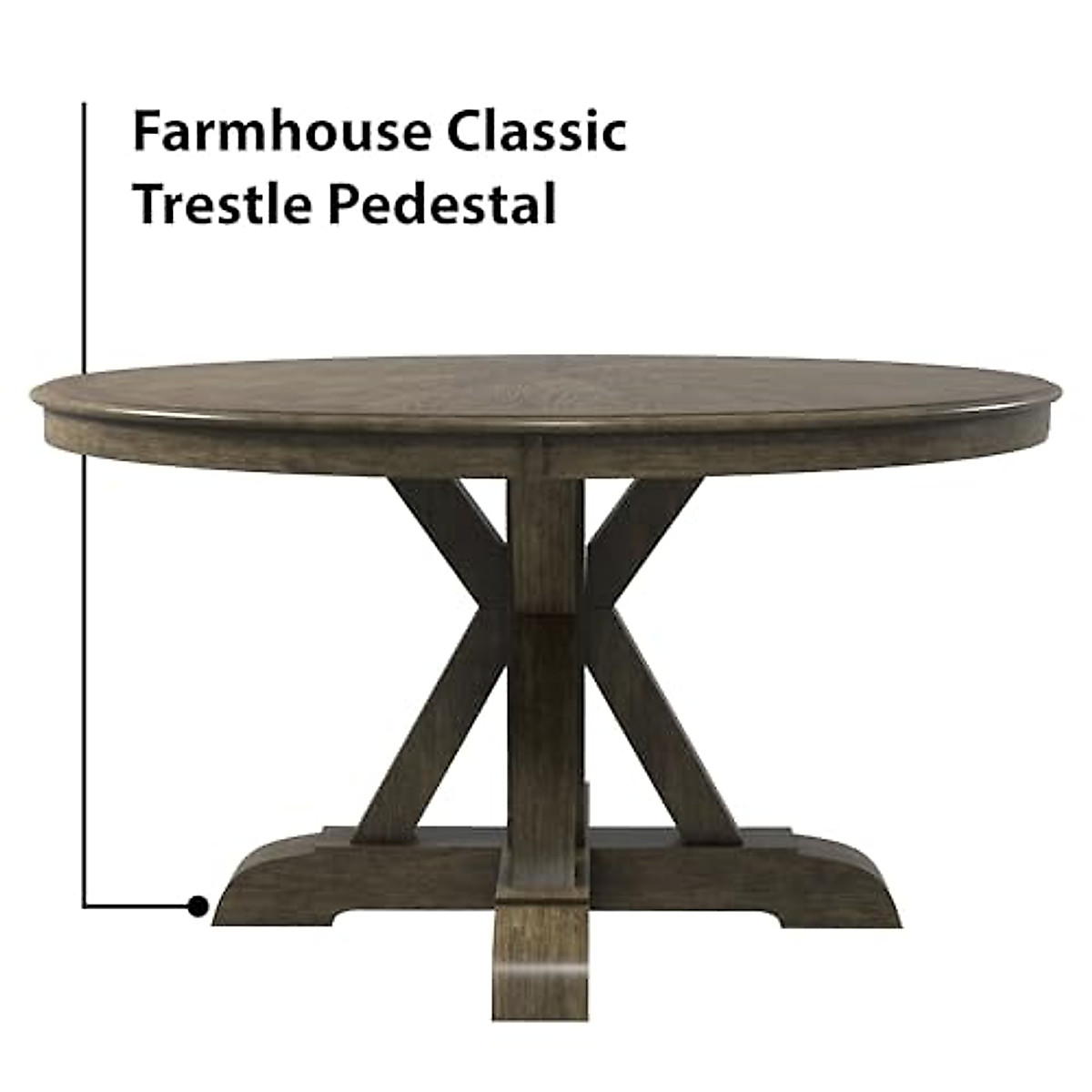 24/7 Shop at Home Van Lin Farmhouse 54-inch Solid Wood Round Dining Table with Trestle Pedestal Base, for Kitchen, Living Room, Entryway, Small Spaces, 54D x 54W x 30H in, Light Oak