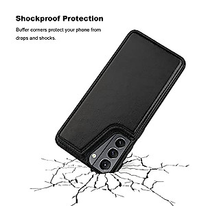Onetop Compatible with Samsung Galaxy S21 Wallet Case with Card Holder, PU Leather Kickstand Card Slots Case, Double Magnetic Clasp and Durable Shockproof Cover 5G 6.2 Inch(Black)