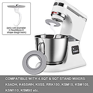 Sunsetbaby Dough Hook Cover for Kitchenaid Mixer, Keep The Mixer Clean, Fit All Type C Shape 3.74in/95mm Diameter Kitchenaid Stand Mixer Hooks (Grey)