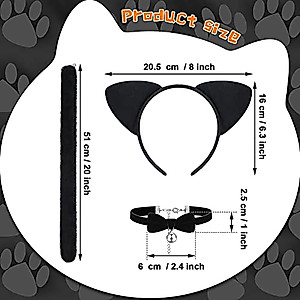 Hotop 4 Pcs Black Cat Costume Set Girls Cat Cosplay Costume Cat Ears Headband Tail Bowtie Black Tutu Skirt for Kitty Halloween Costume Dress up Party